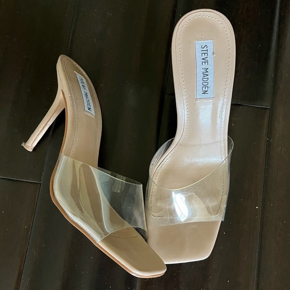 Steve Madden | Shoes | Steve Madden Pvc Clear Tan And Neutral Square ...